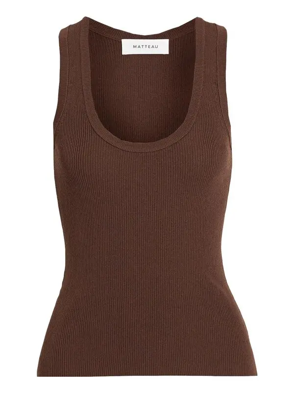 Matteau Ribbed Knit Tank - Chocolate
