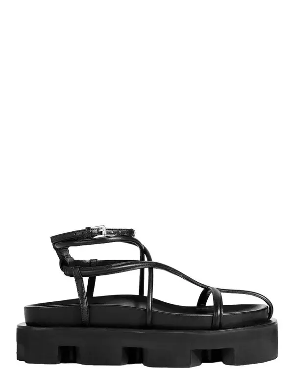 JIL SANDER Leather Platform Sandals - Black