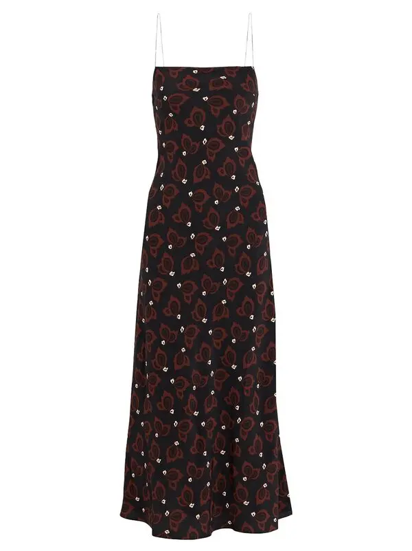 Matteau Printed Silk Midi Dress - Chocolate