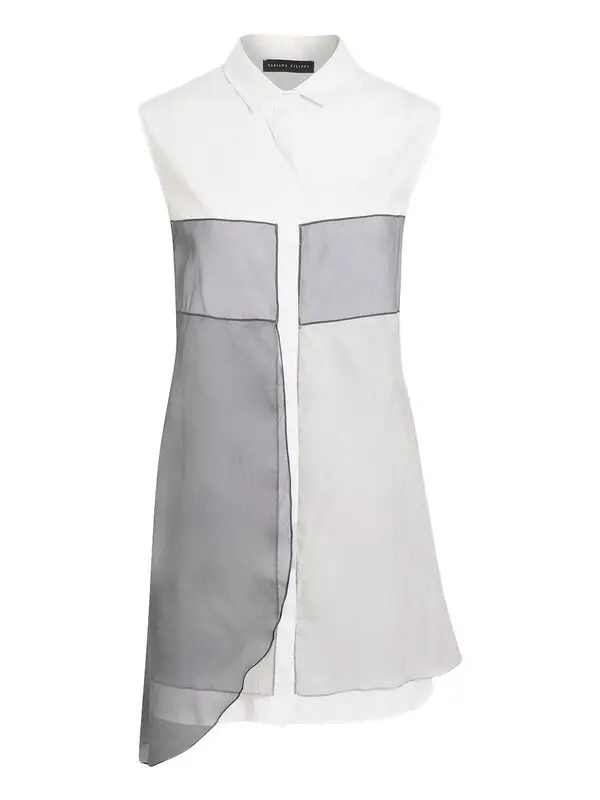Fabiana Filippi Organza-paneled Cotton-blend Poplin Shirt - Gray