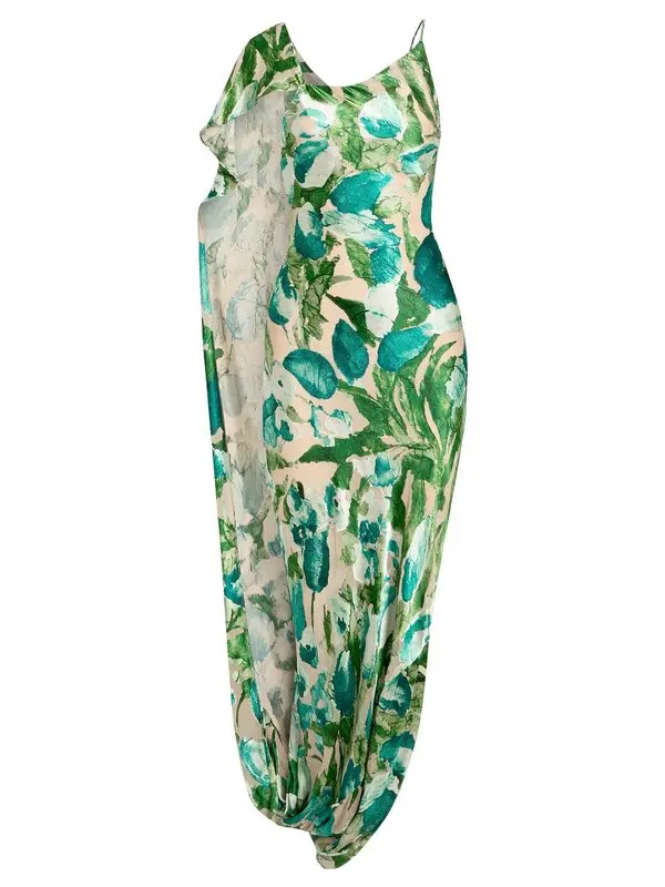 Cult Gaia Iker One-shoulder Silk-blend Devoré-chiffon Maxi Dress - Green