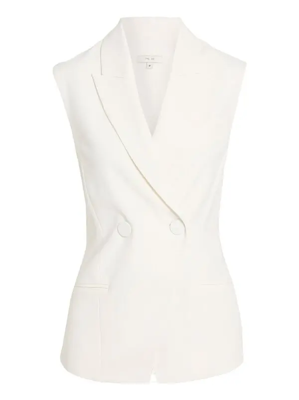 THE SEI Double-breasted Crepe Vest - Off-white