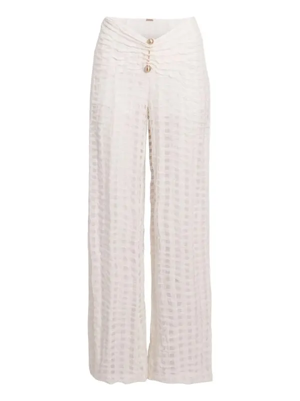 Cult Gaia Celyse Embellished Jacquard Straight-leg Pants - Off-white