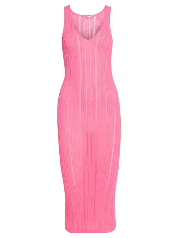 Cult Gaia Elsha Ribbed-knit Midi Dress - Pink