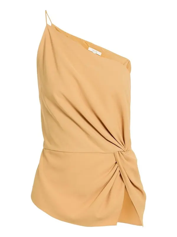 THE SEI One-shoulder Twisted Crepe Top - Mustard