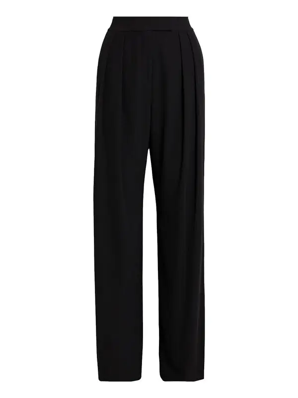 THE SEI Pleated Crepe Wide-leg Pants - Black