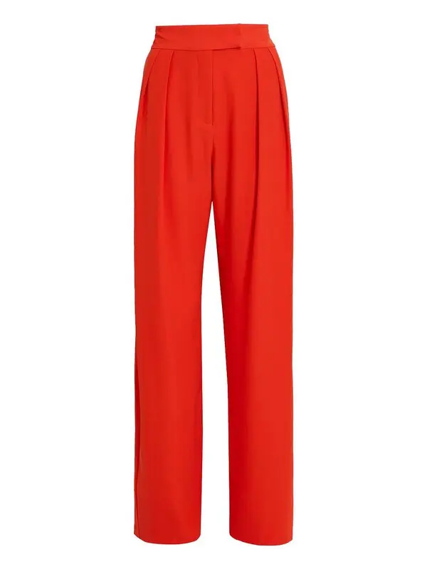 THE SEI Pleated Crepe Wide-leg Pants - Bright Orange