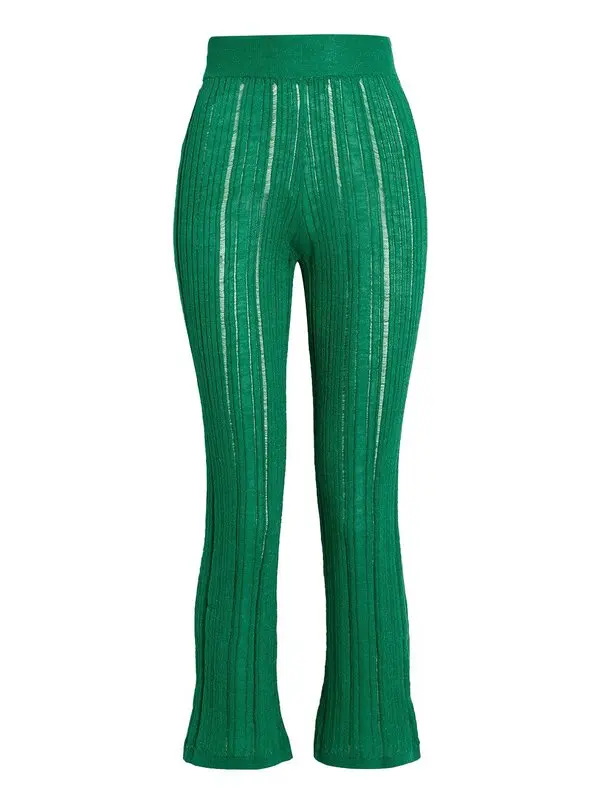 Cult Gaia Savannah Metallic Ribbed-knit Pants - Green