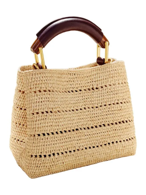 ME+EM Raffia Mini Day Bag - Natural/chocolate