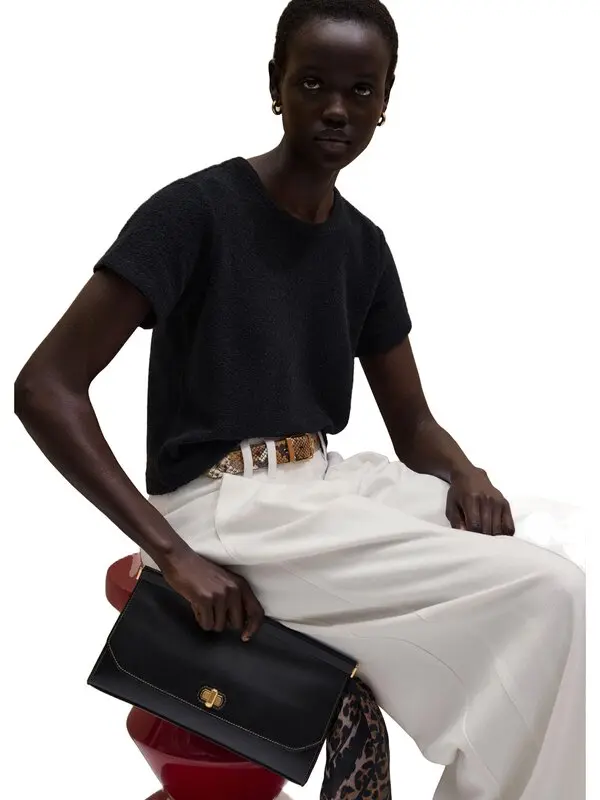 ME+EM Textured Crew Neck Baby Tee - Black