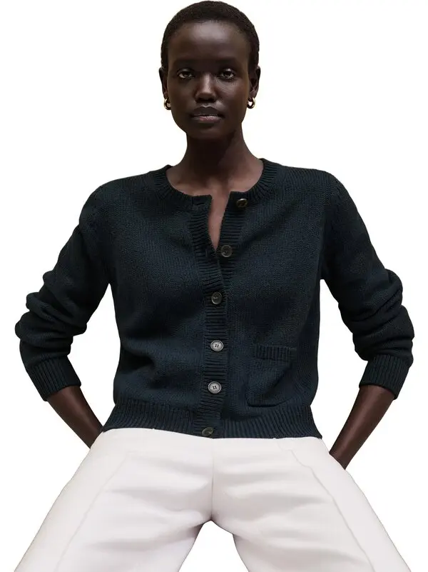 ME+EM Boxy Knit Cardigan - Navy