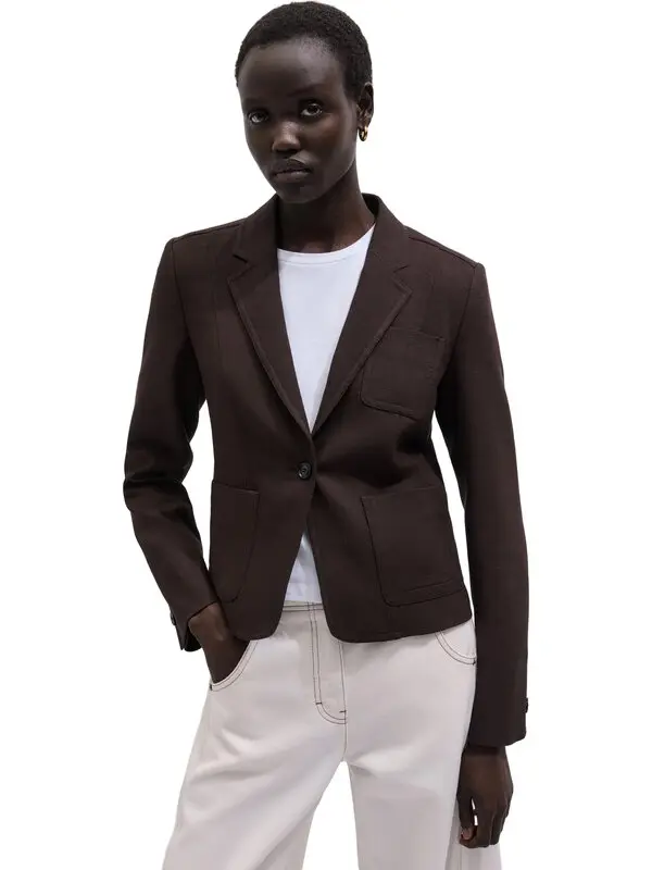 ME+EM Fitted Patch Pocket Blazer - Cocoa Brown