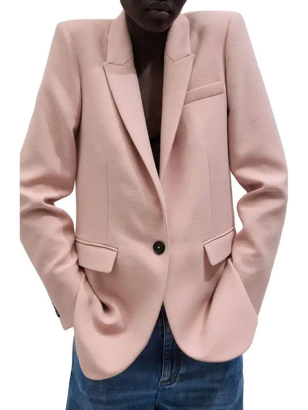 ME+EM Sharp Shoulder Blazer - Blush Pink