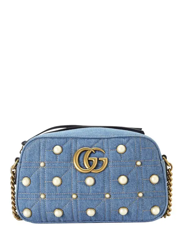Gucci Denim Gg Marmont Crossbody - Blue