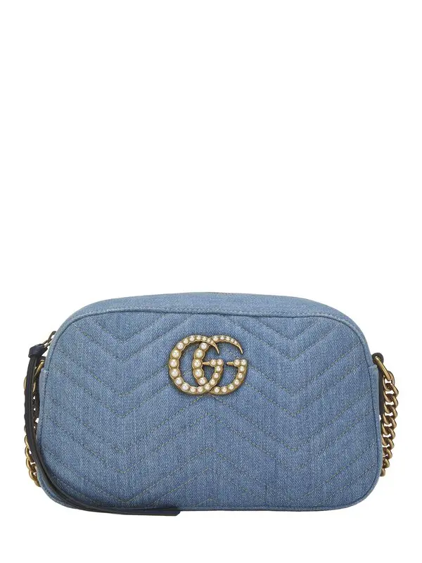 Gucci Denim Gg Marmont Crossbody - Blue