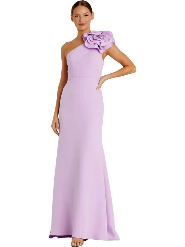 Mac Duggal One-shoulder Gown With Rosette Detail - Lilac