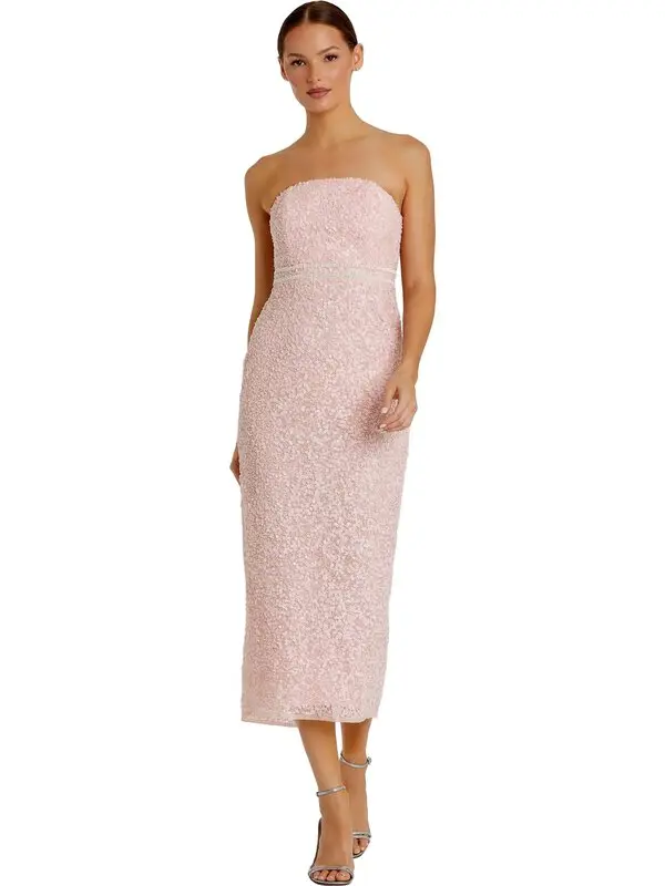 Mac Duggal Embellished Strapless Midi Dress - Blush