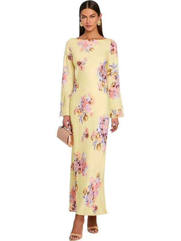 Hemant & Nandita Kysha Long Bias Dress - Yellow