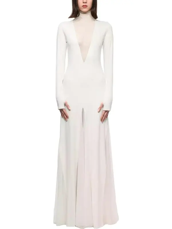 ATU BODY COUTURE Sheer V-neck Maxi Dress - White