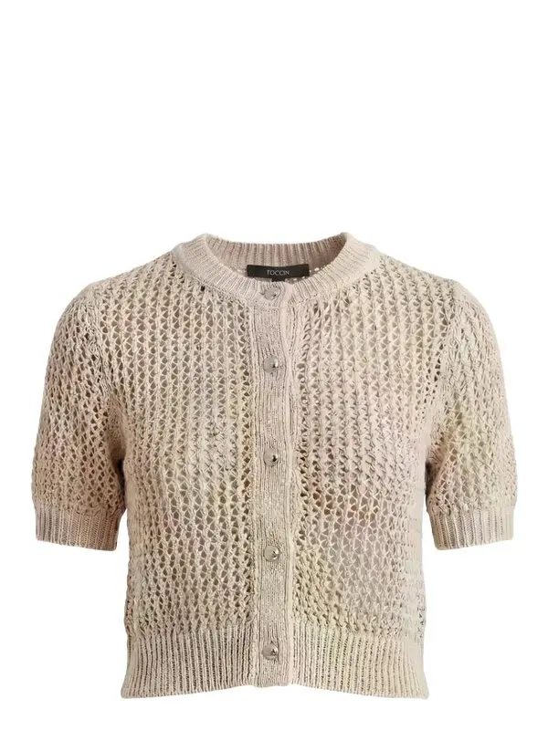TOCCIN Janice Short-sleeve Button Cardigan - Neutrals