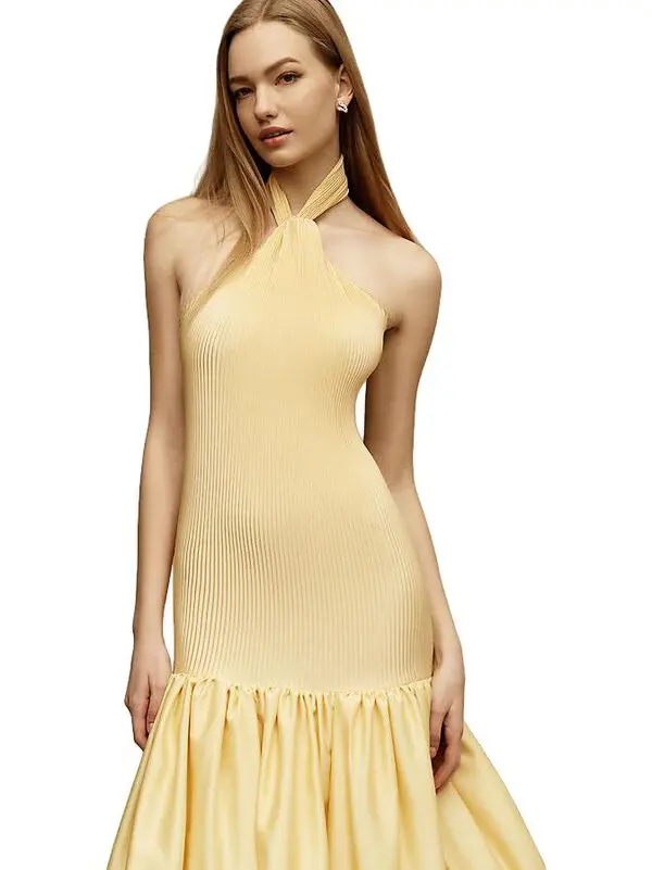 L'IDEE Rumore Halter Drop-waist Gown - Yellow