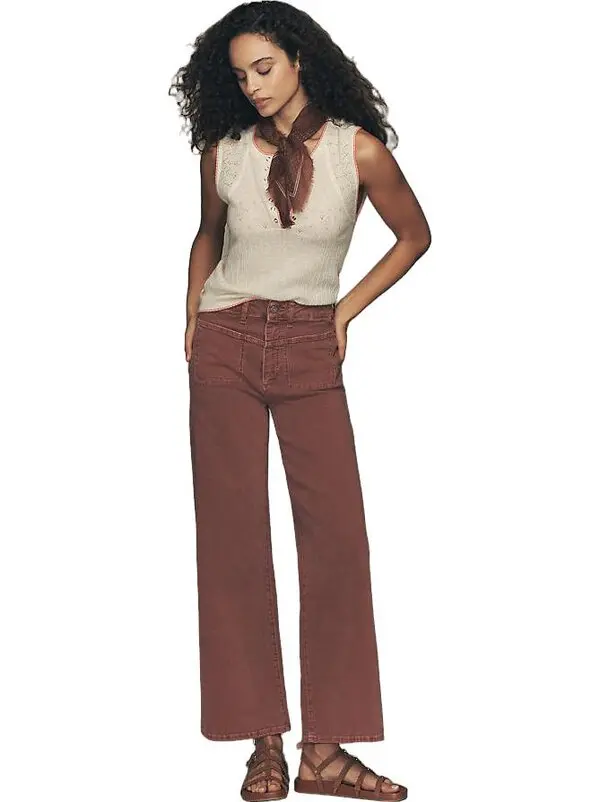 Paige Anessa High-rise Wide-leg Jeans - Vintage Brick Berry