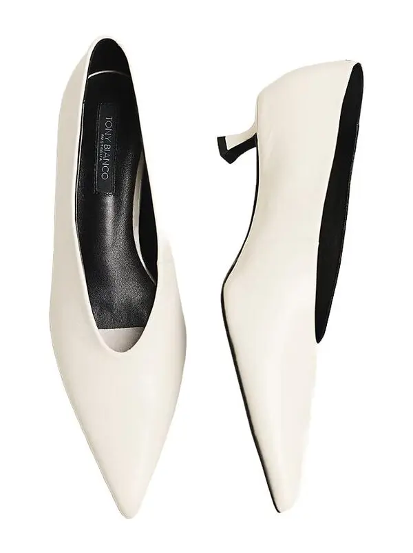 TONY BIANCO Pointed Toe Kitten Heel Pumps - Dove
