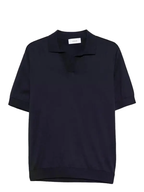 LARDINI Open Collar T-shirt - Blue