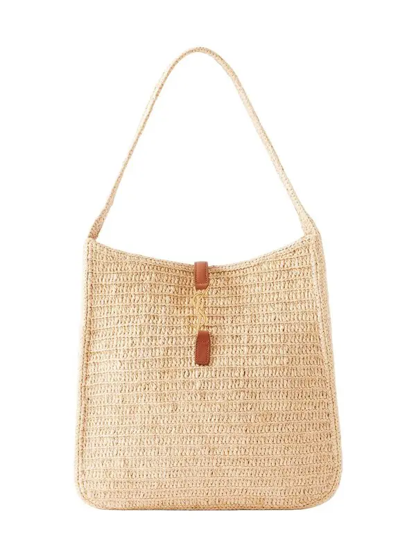 Saint Laurent Le 5 À 7 Raffia Shoulder Bag - Brown