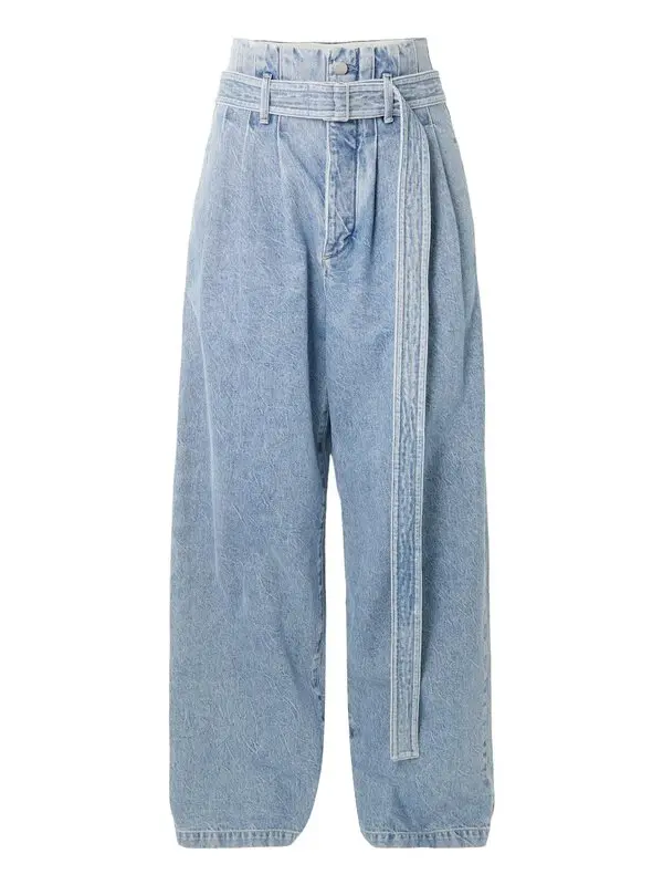 AGOLDE Maria Mcmanus Corset Belted High-rise Wide-leg Jeans - Blue