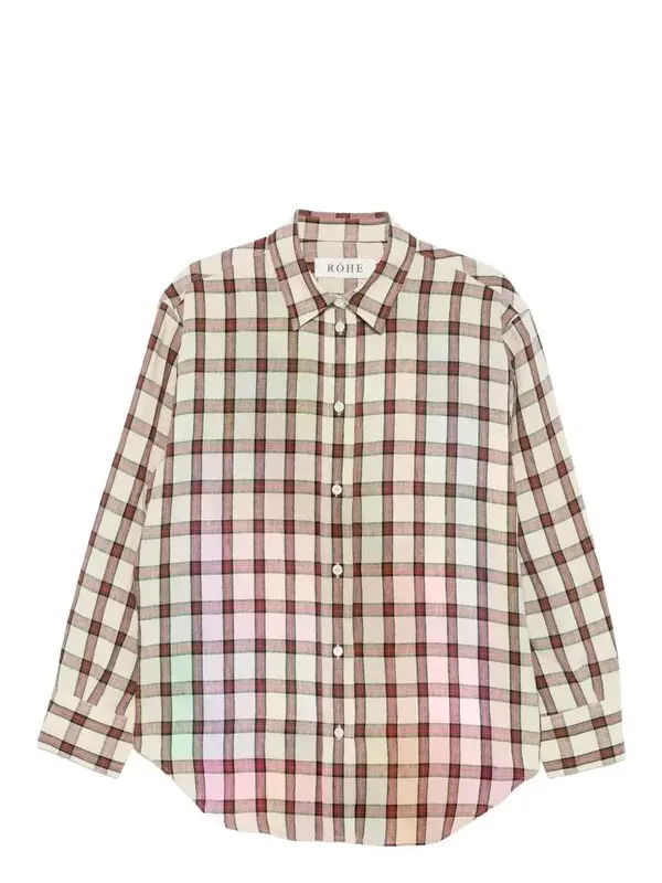 RÓHE Check-pattern Oversized Shirt - Neutrals