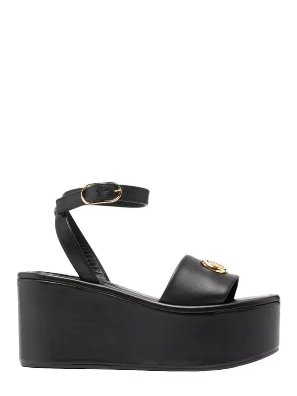 SERGIO ROSSI Logo Ankle Strap Platform Sandals - Black
