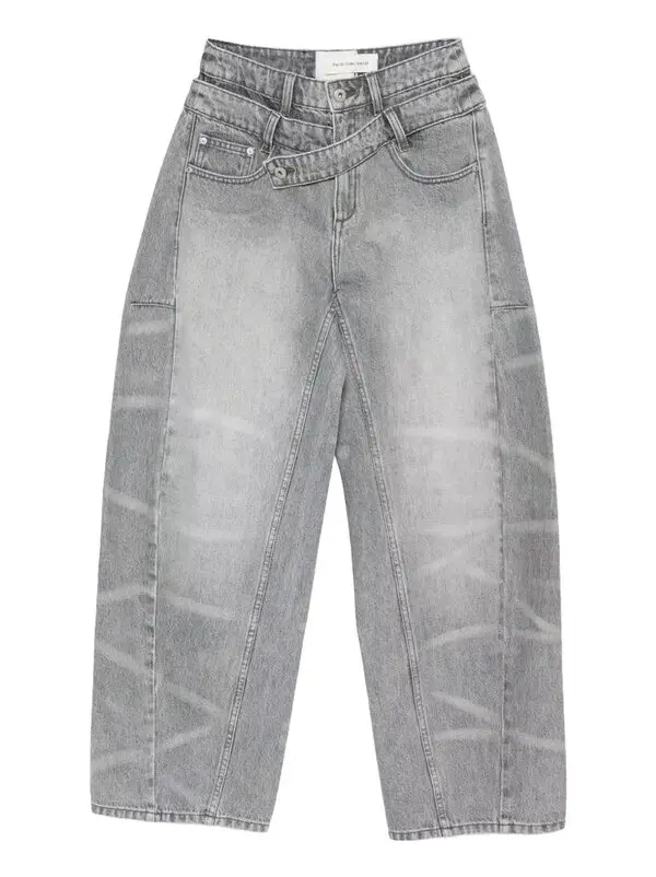FENG CHEN WANG Asymmetric Waistband Jeans - Grey