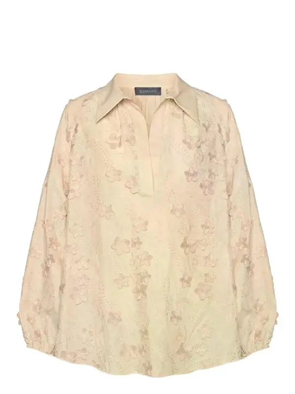 ELENA MIRO` Cotton Voile Blouse - Neutrals