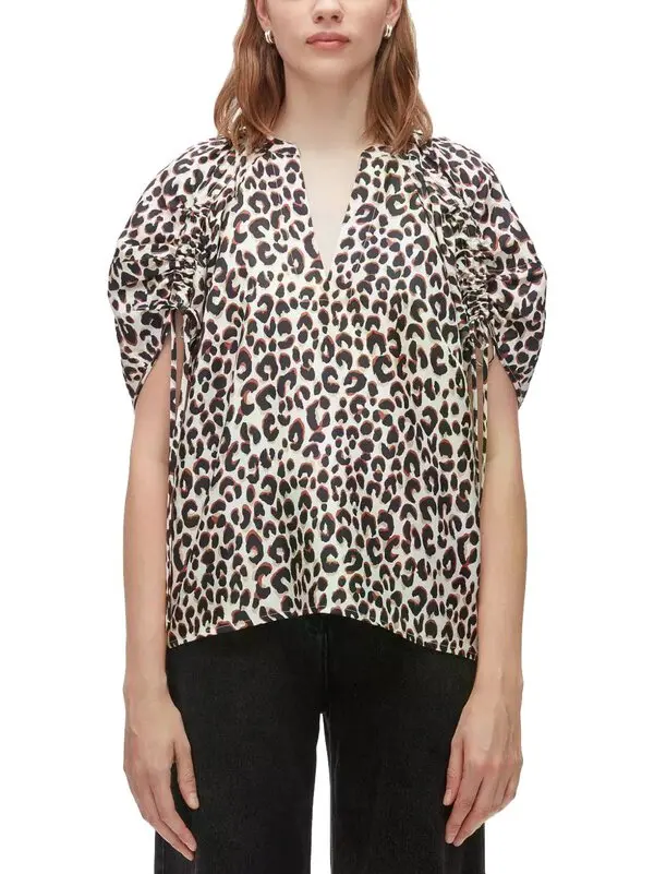 3.1 Phillip Lim Animal Print V-neck Top - Neutrals