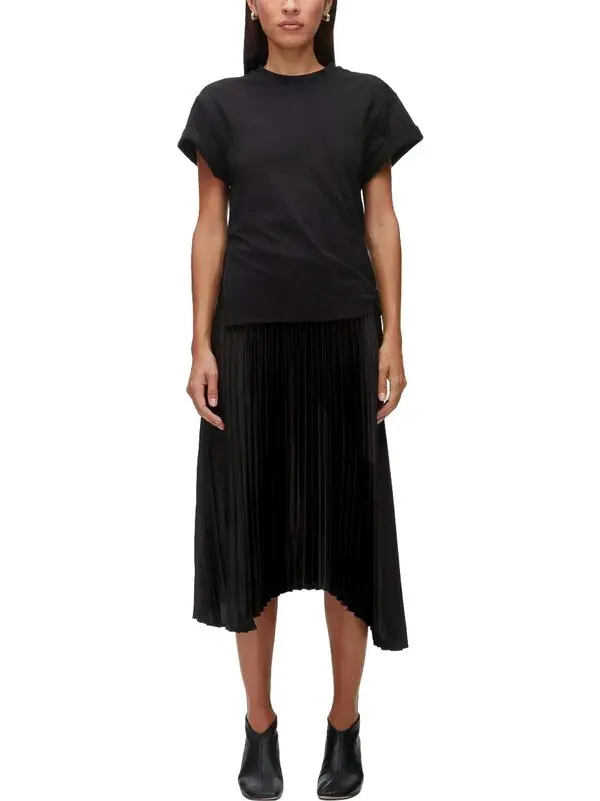 3.1 Phillip Lim T-shirt Combo Pleated Skirt Dress - Black
