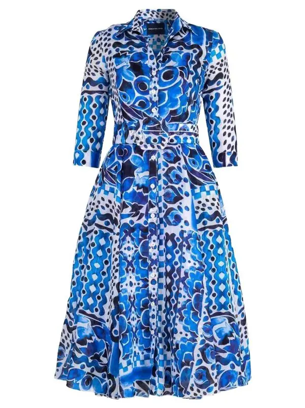 Samantha Sung Aster Midi Shirt Dress - Blue