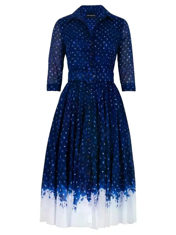 Samantha Sung Aster Printed Midi Dress - Blue