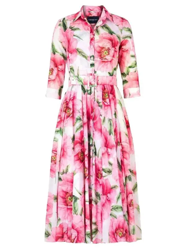 Samantha Sung Aster Floral-print Belted Dress - Pink