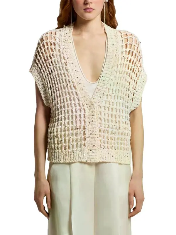 Peserico Open-knit Cardigan - Neutrals