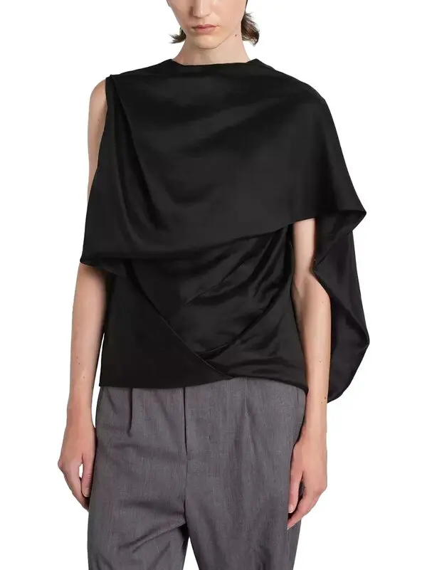 ENTIRE STUDIOS Side-drape Top - Black