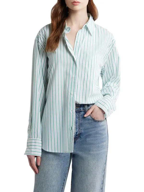 Rag & Bone Connie Stripe Button-up Shirt - Green Stripe