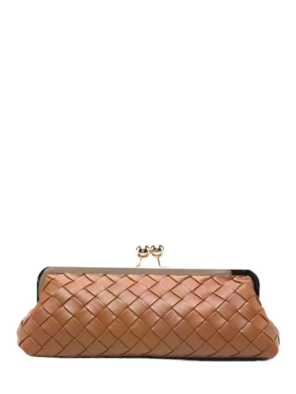 TWINSET Woven Kiss-lock Clutch - Brown