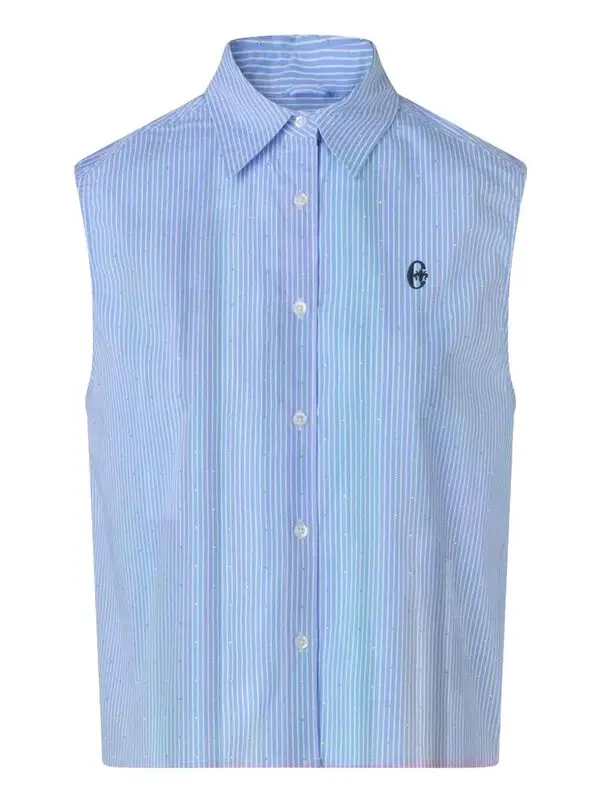 CONTE OF FLORENCE Striped Sleeveless Shirt - Blue