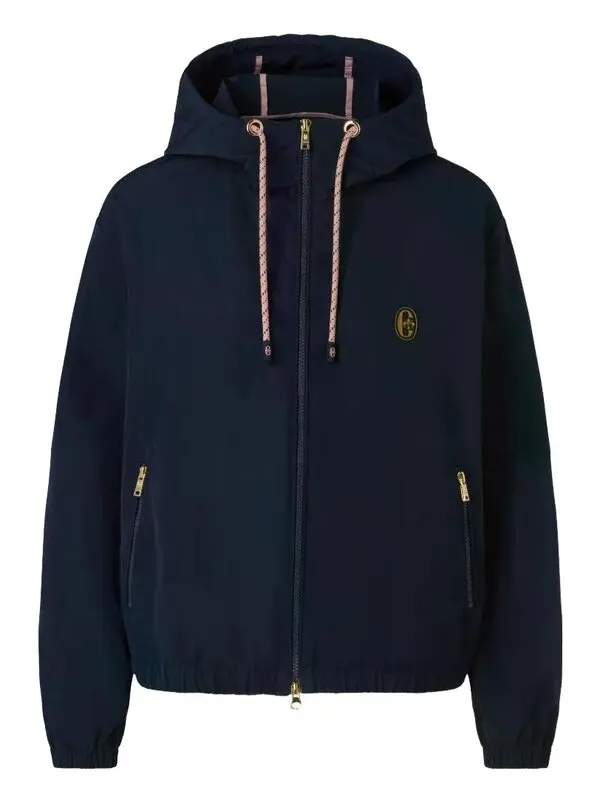 CONTE OF FLORENCE Logo-patch Zip-up Hooded Jacket - Blue