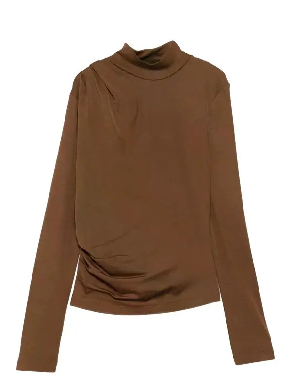 Max Mara Orme Draped Turtleneck Top - Brown