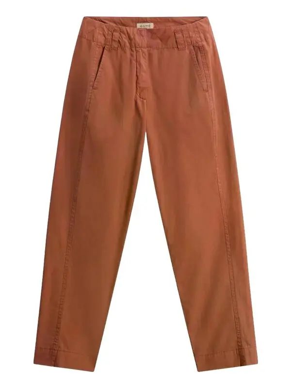 Woolrich Garment-dyed Cuffed Carrot Cotton Trousers - Brown
