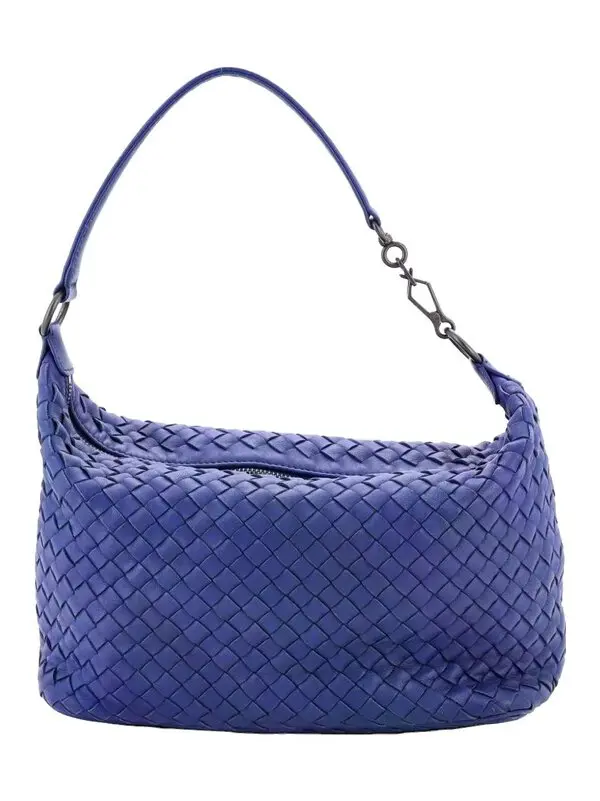 Bottega Veneta Zip Hobo Intrecciato Nappa Small Shoulder Bag - Blue