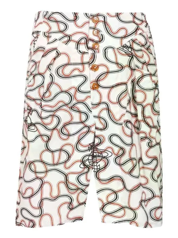 VIVIENNE WESTWOOD Squiggle-print Bermuda Shorts - White