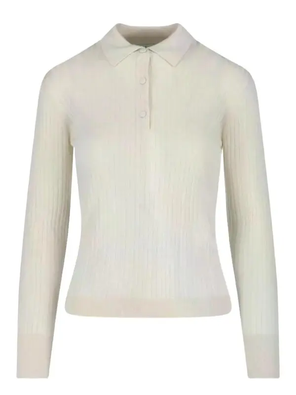 Max Mara Ribbed Polo-collar Sweater - Neutrals